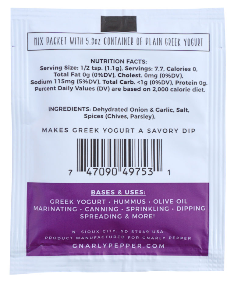 6pk Onion Dip Tear Packets – Gnarly Pepper